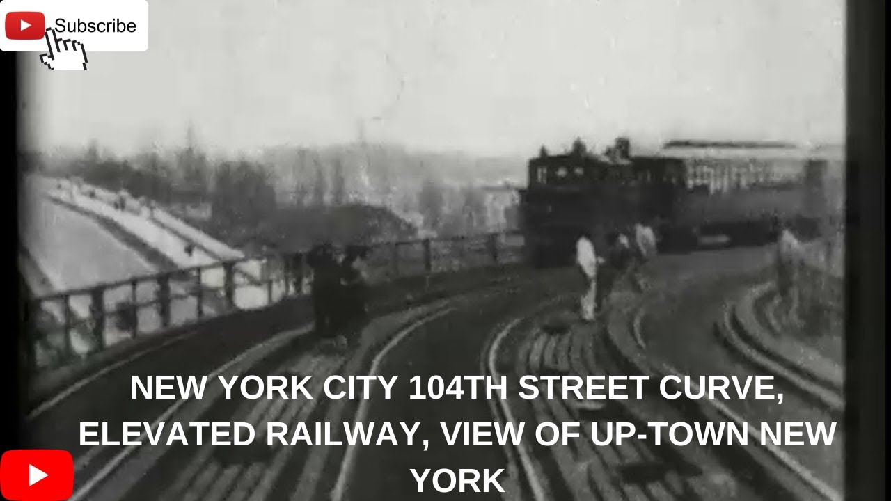 New York City 104th Street curve, elevated railway, view of up-town New ...