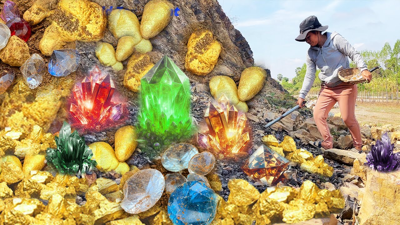 Gold discovery of Natural Gold, Diamond Amethyst. Diamonds, Quartz ...