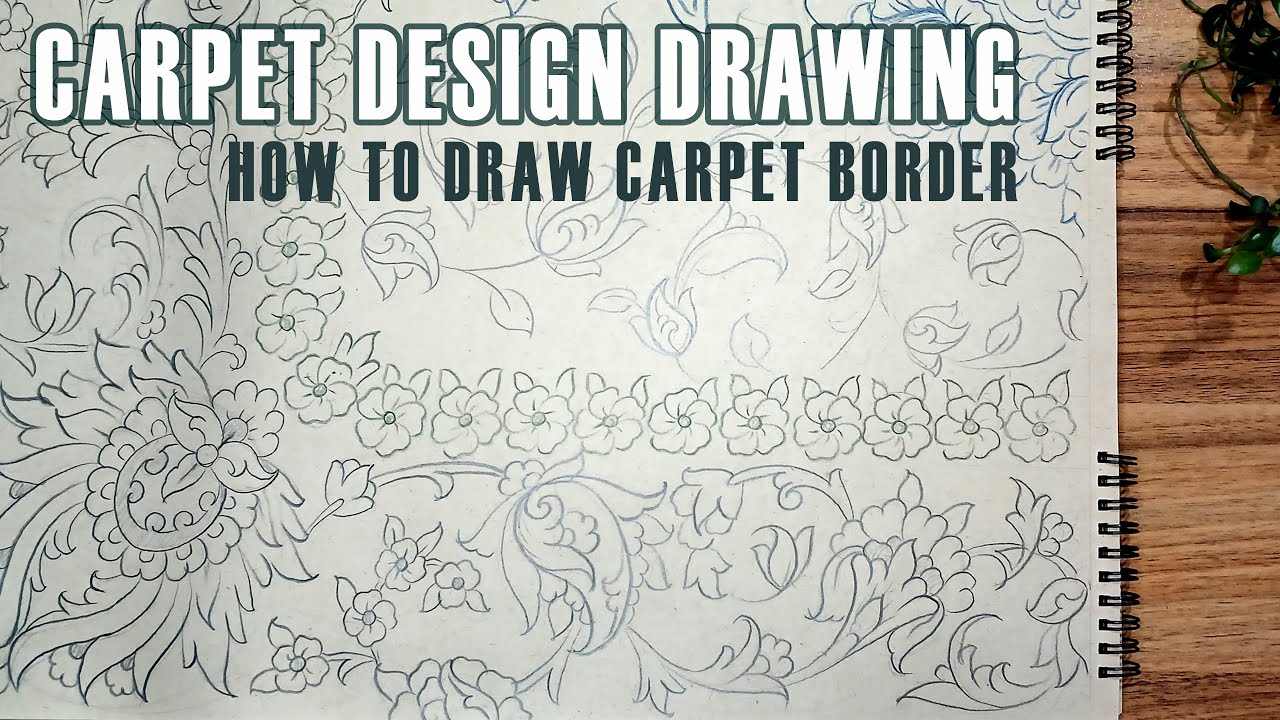 Carpet Design Drawing: How to Draw Beautiful carpet border | Step by ...