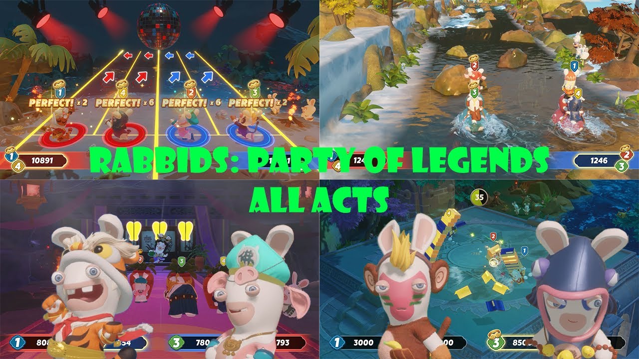 Rabbids: Party of Legends - All Acts (4 Players) - YouTube