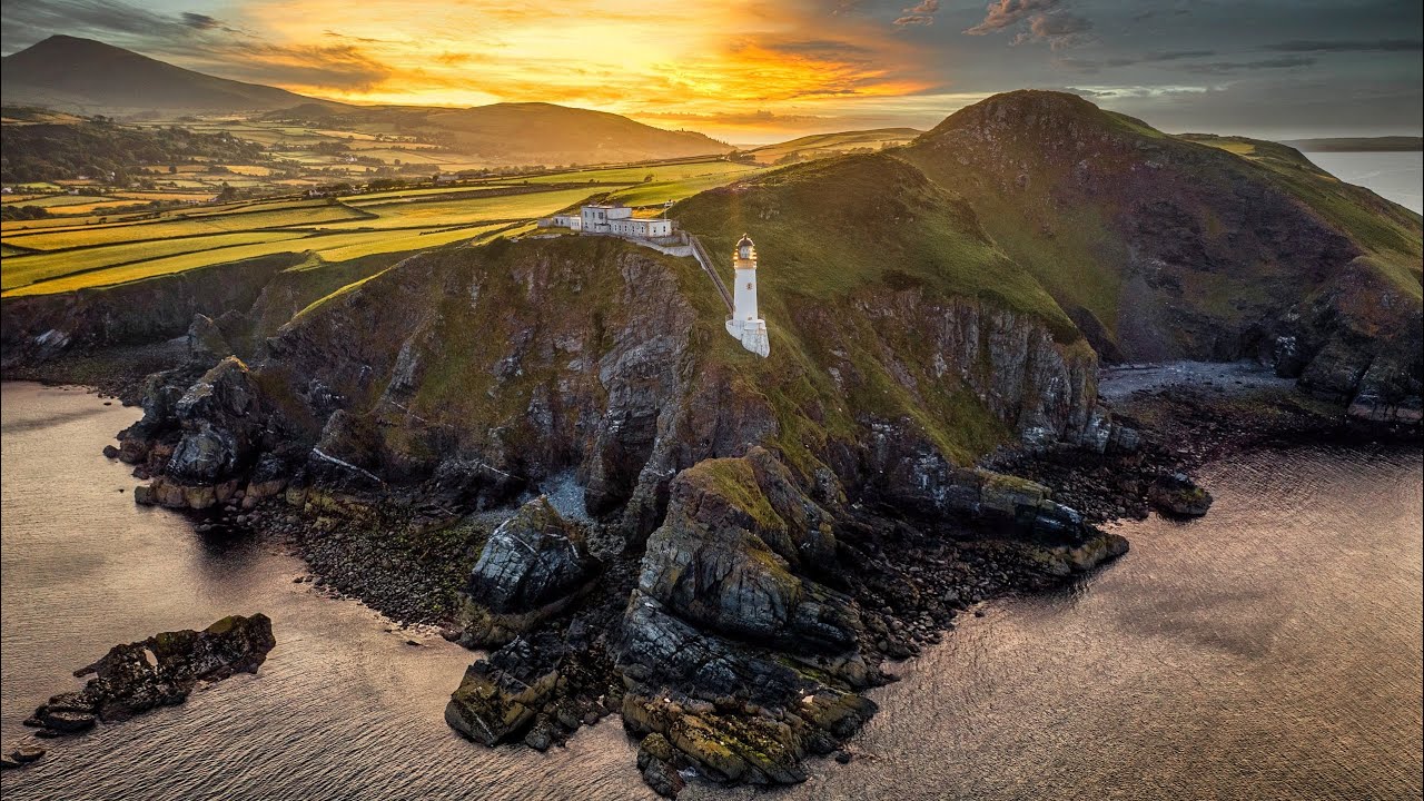 Maughold Lighthouse Sunset Drone Flight - Isle of Man - YouTube