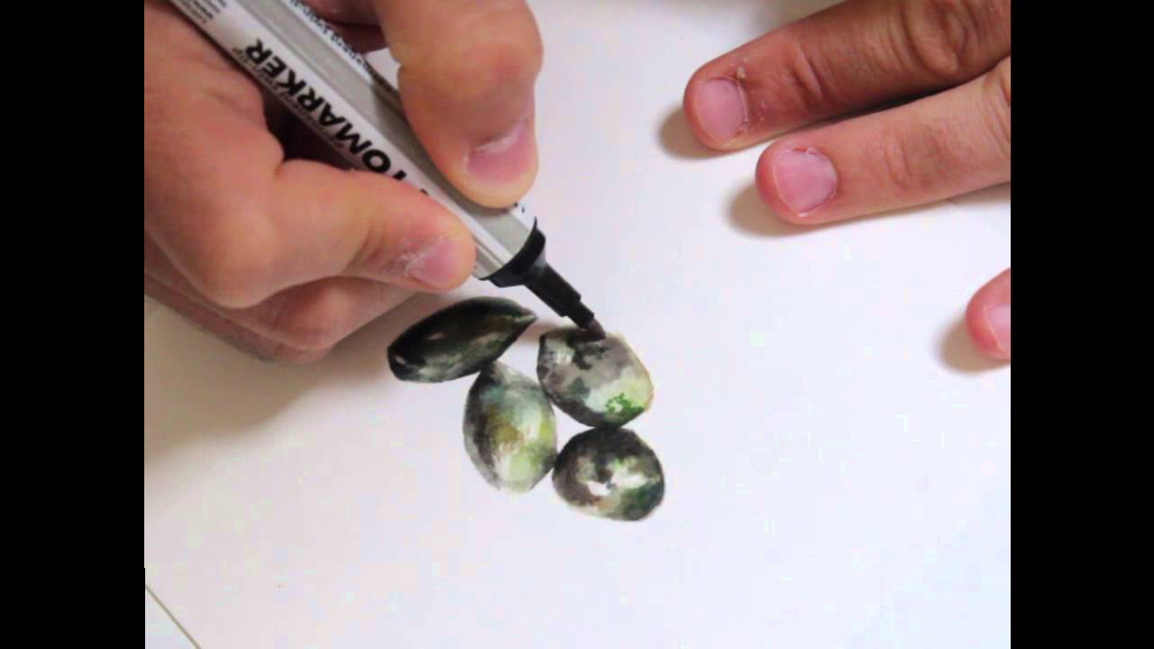 How to draw realistic olives - Disegnare le olive .mp4 - YouTube