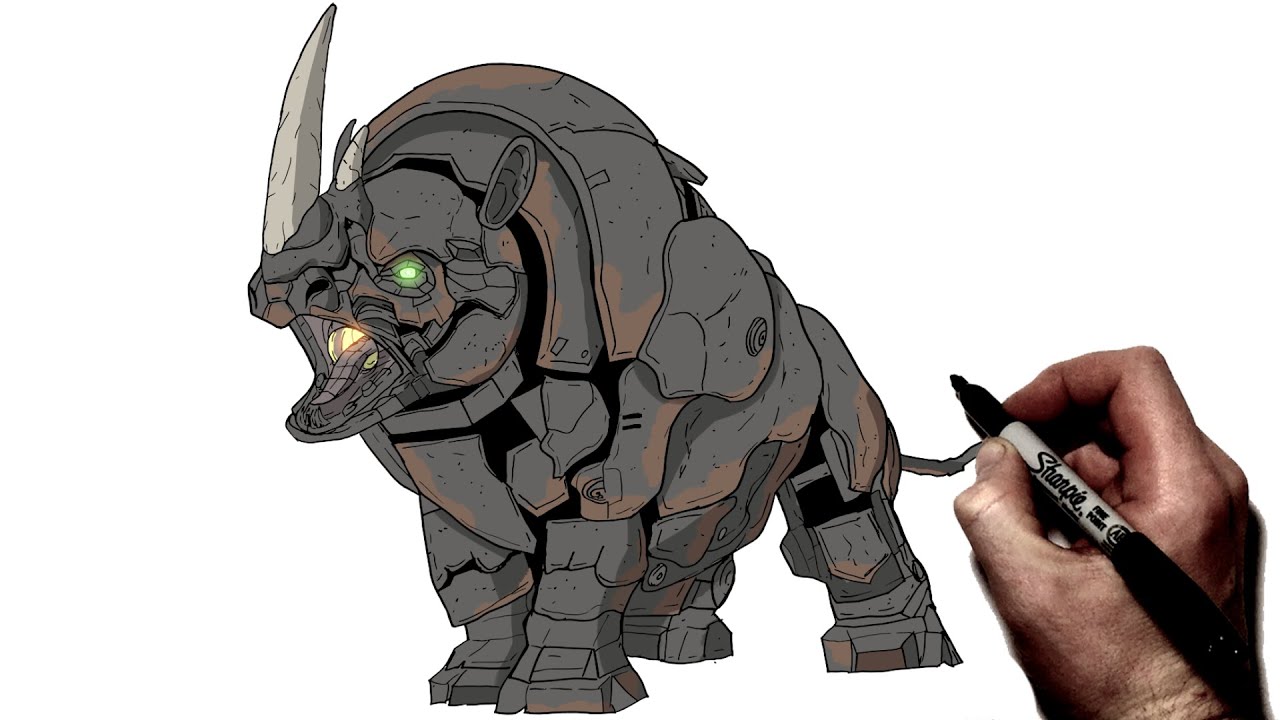 How To Draw Rhinox | Step By Step | Transformers - YouTube