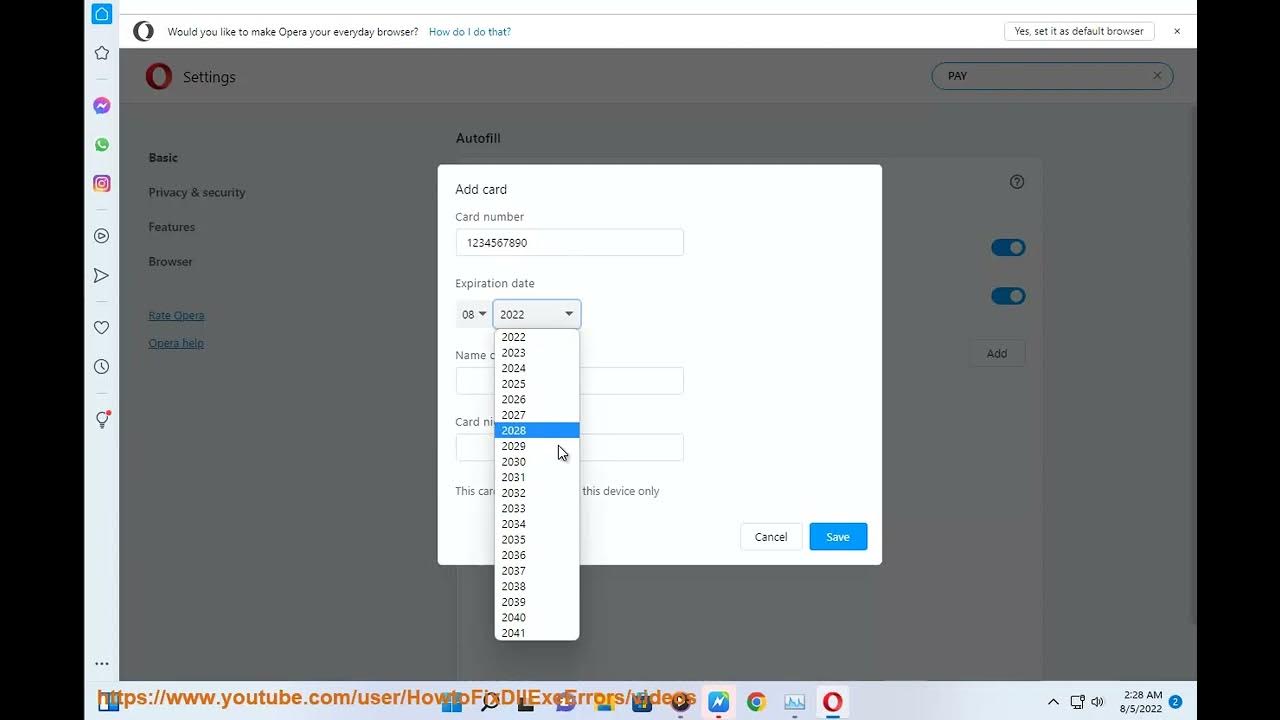 Add & Manage Payment Methods in Opera Browser - YouTube