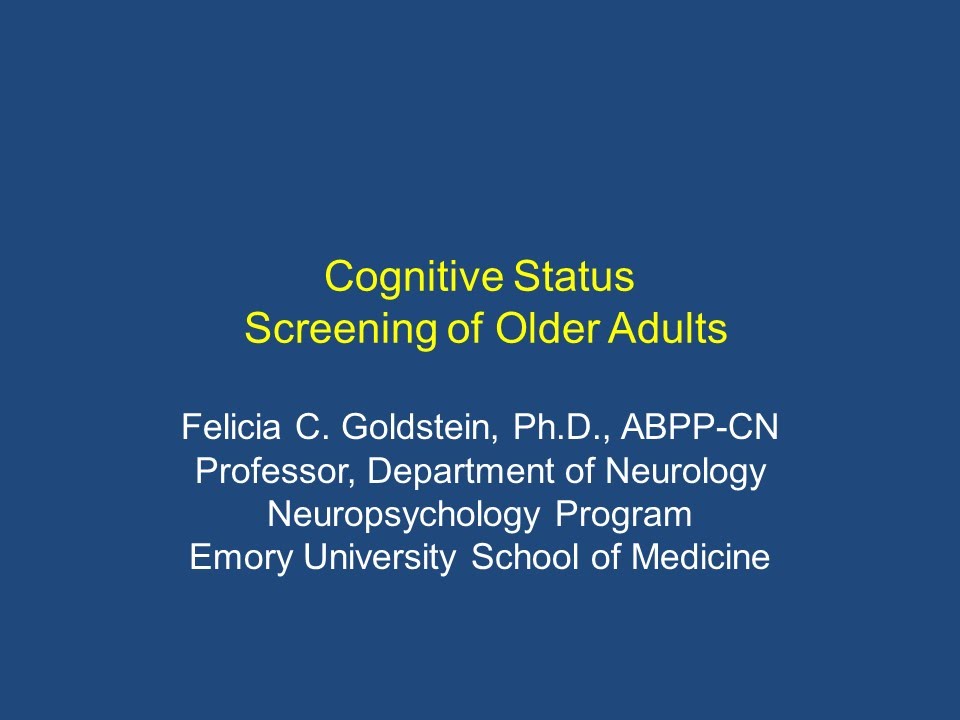 Cognitive Status Screening for Older Adults - YouTube