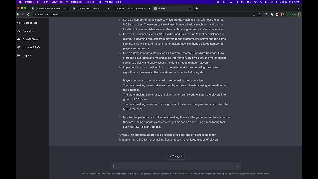 Part 3: ChatGPT, Design a 65 player matchmaking algorithm - YouTube