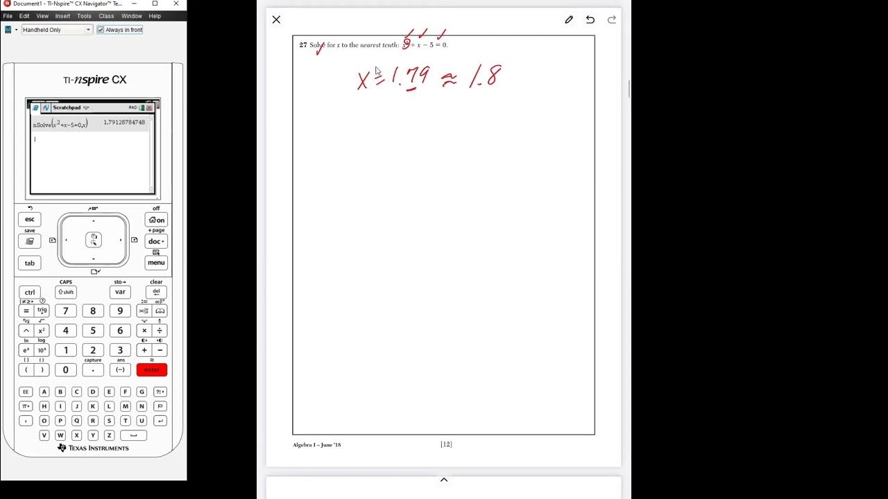 When to use nSolve on Algebra 1 Regents Exam (Part I) - YouTube