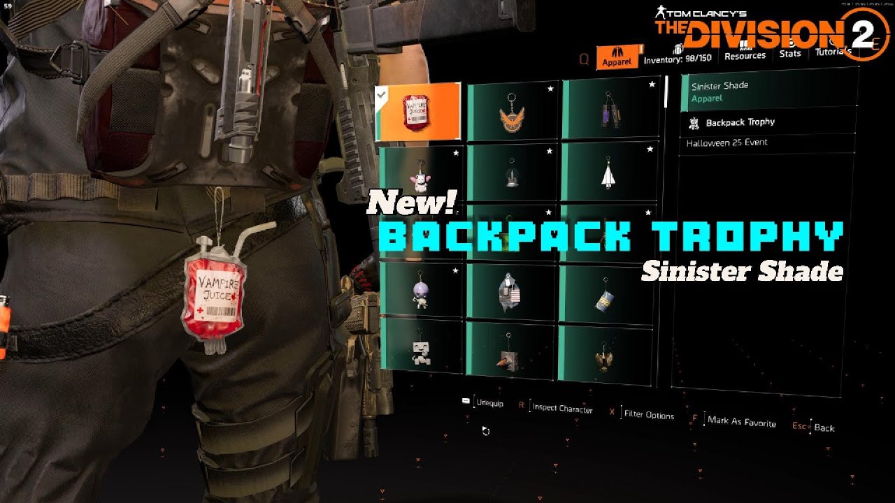 New! Backpack Trophy - Sinister Shade (Project Chain) | The Division2 ...