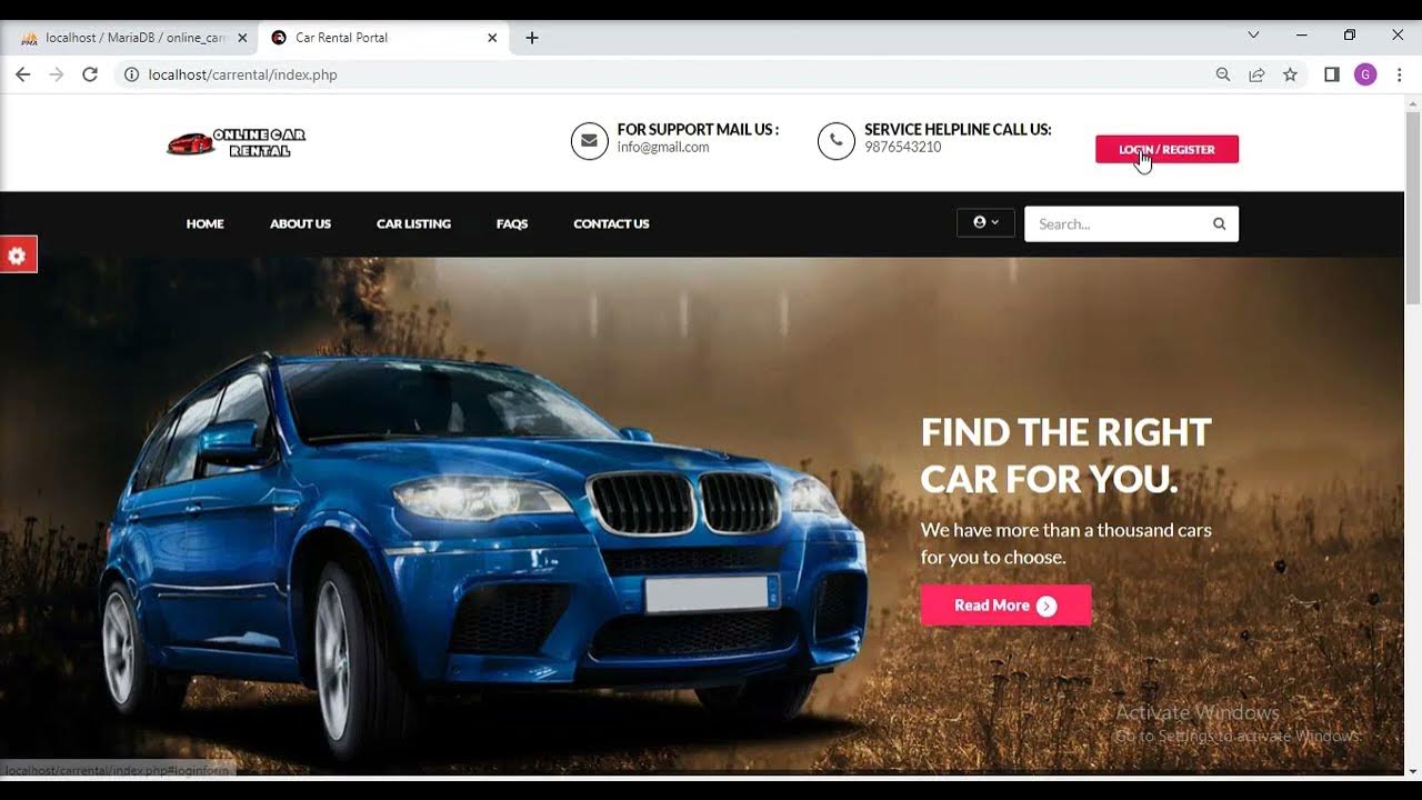Online Car Rental System using PHP - YouTube