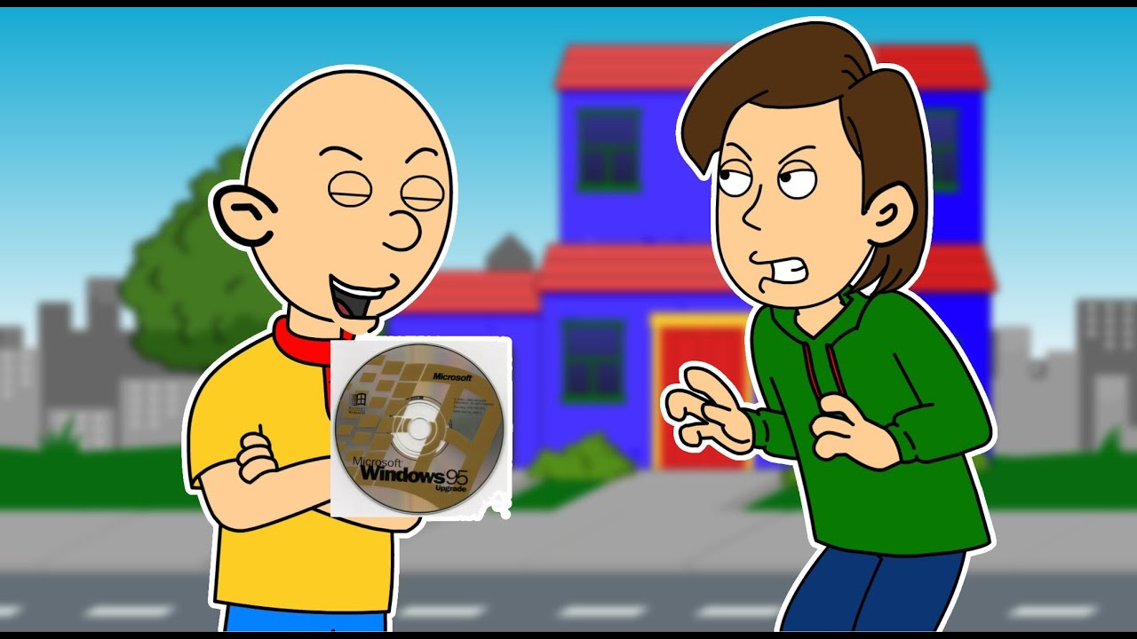 Caillou Downgrades his Dad's computer to Windows 95/Grounded - YouTube