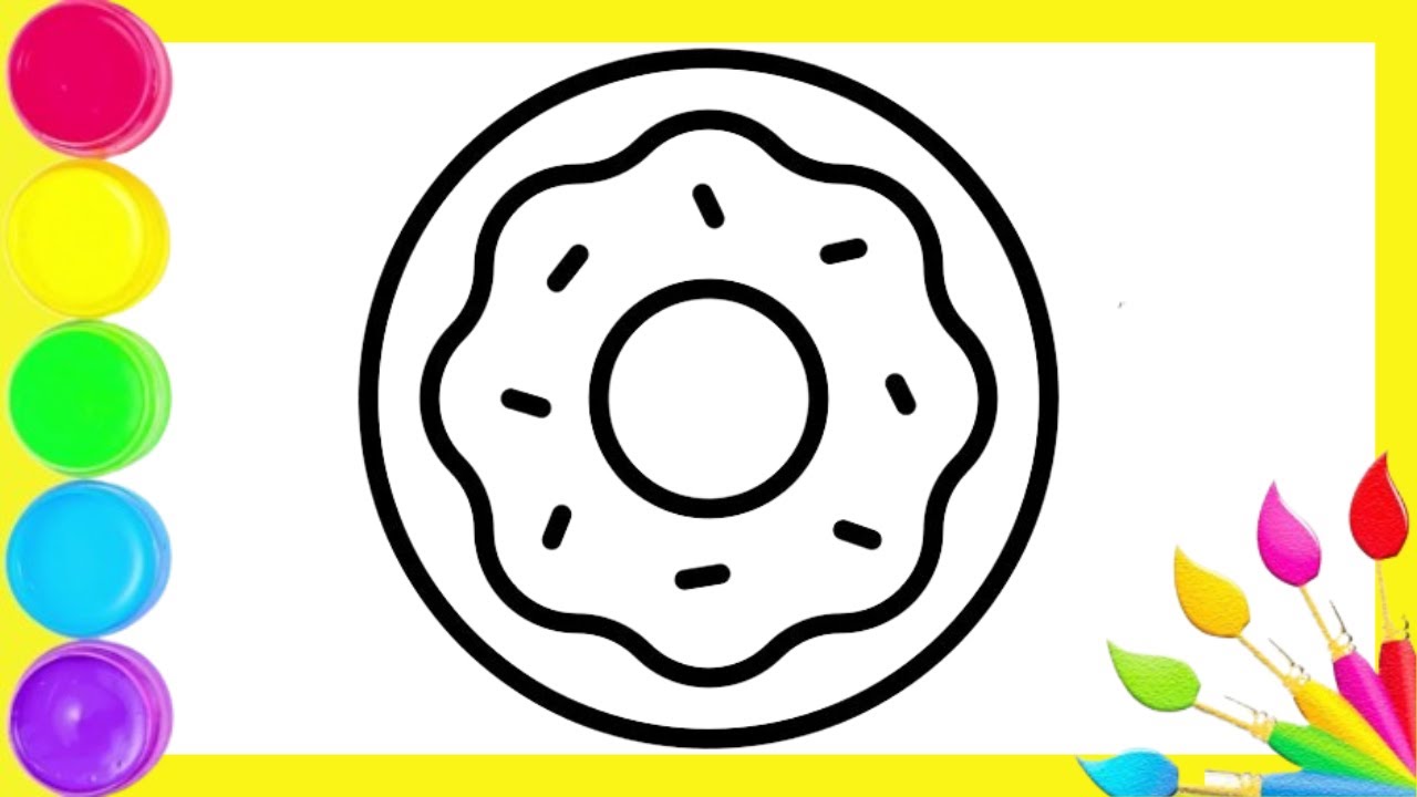 Donut drawing 🍩 Painting and Coloring for Kids & Toddlers | Drawing ...