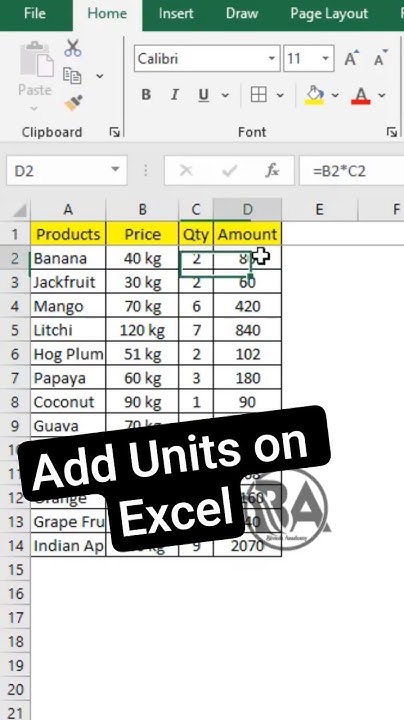 How to Add Units to Cells in Excel ll Bivash Academy #excel - YouTube