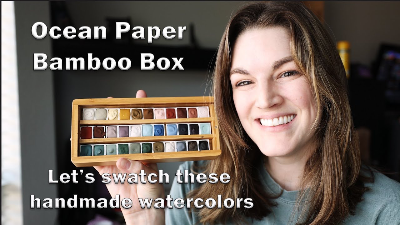 OCEAN PAPER Handmade Watercolors! - Let's swatch the Bamboo Paintbox ...