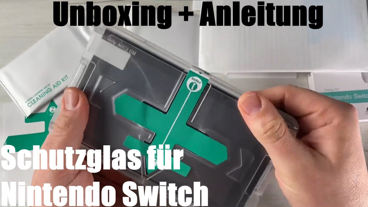 Schutzglas für Nintendo Switch - Vollglas mit Schablone für Positionierung Unboxing und ...