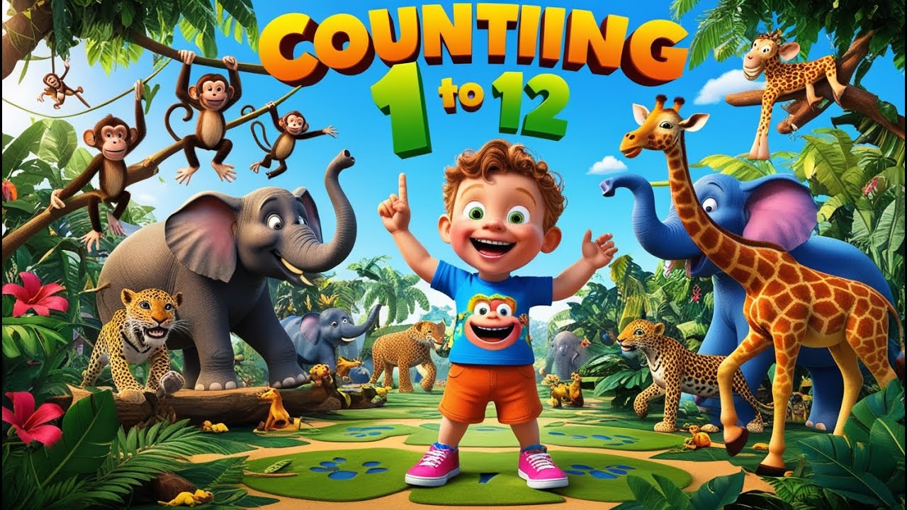Counting 1-12 With Jungle Animals - Fun Counting Song For Kids - YouTube