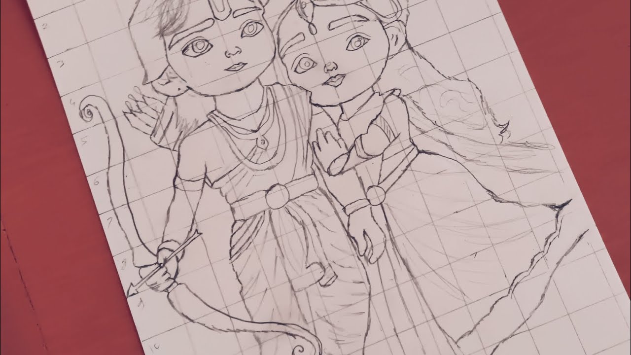 How to draw Ramji and Sita ji ll step by step ll outline # ...