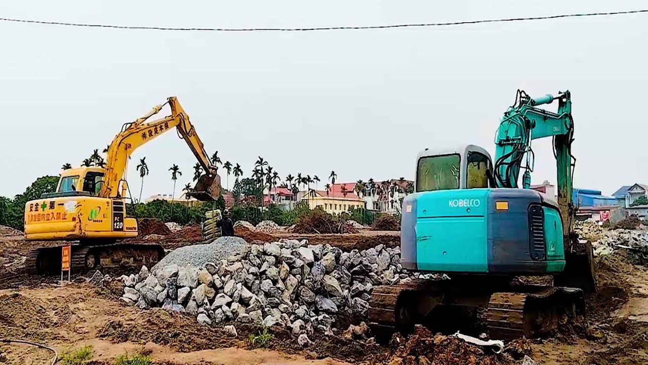 New project launch, Kobelco excavator, JCB 116 road roller, compactor ...