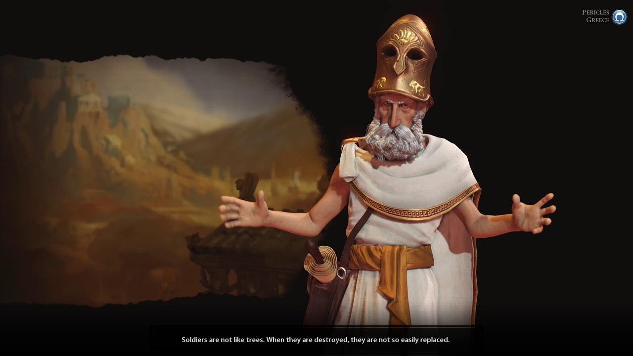 Civilization 6 Pericles of Greece Declare War Cutscene - YouTube