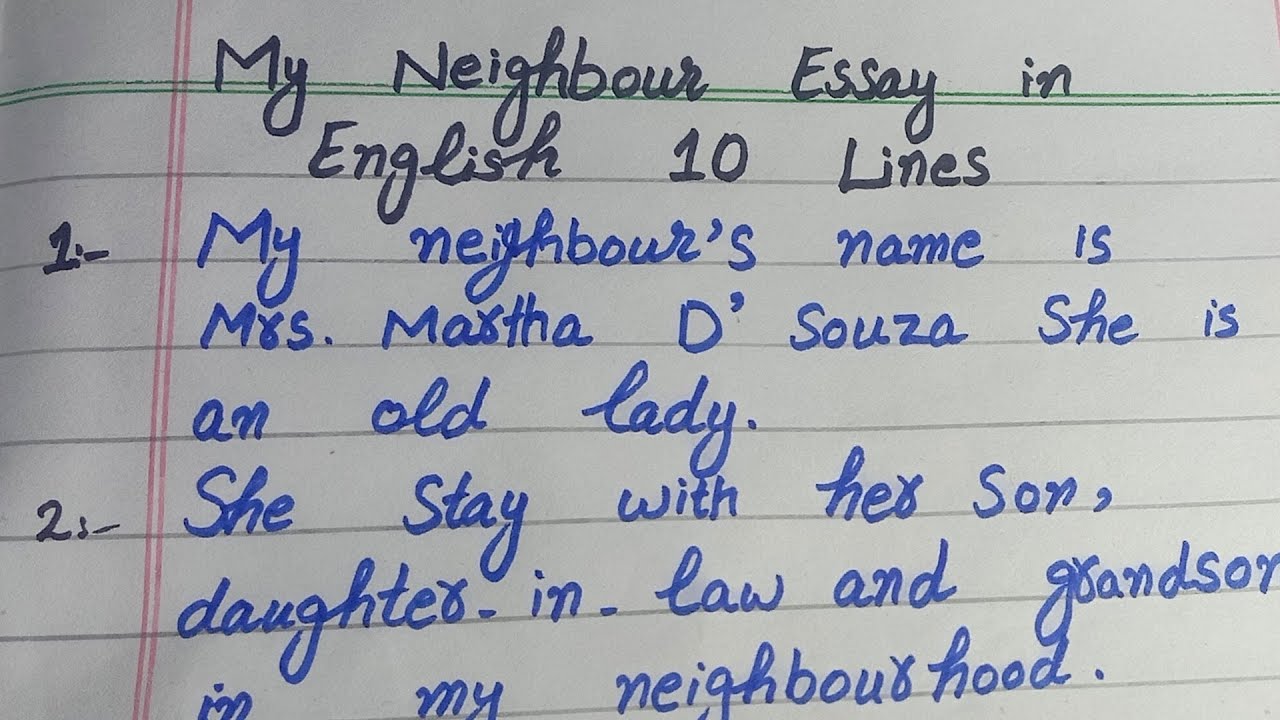 My Neighbour Essay in english 10 lines | 10 lines on my neighbour|SR ...