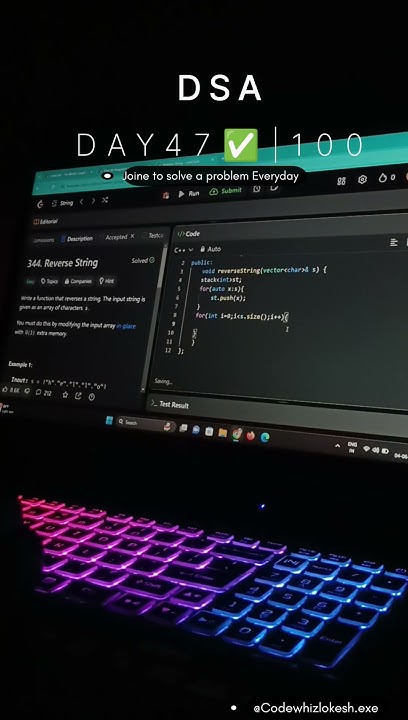 Day 47100 Learning Dsa👨‍💻que Leetcode344reverse String Dsa Datascience Programming