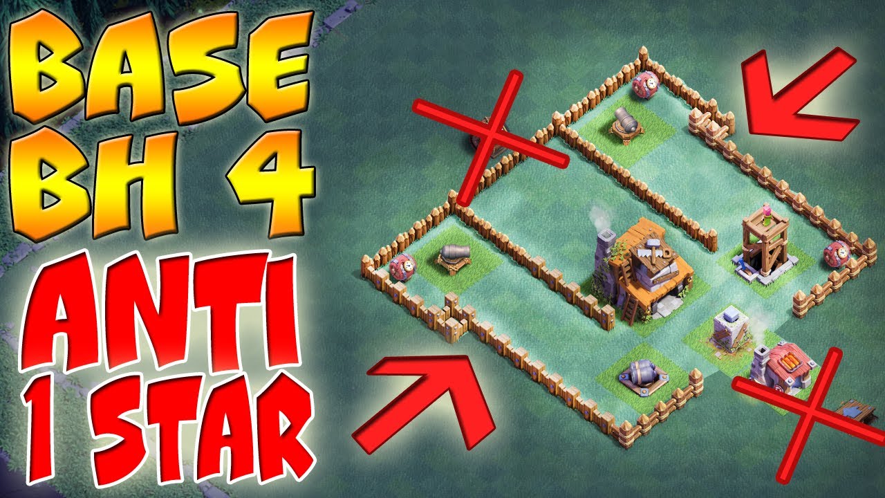 BH4 Base Builder hall 4 Base + Defense Replay Base Layout CoC - YouTube