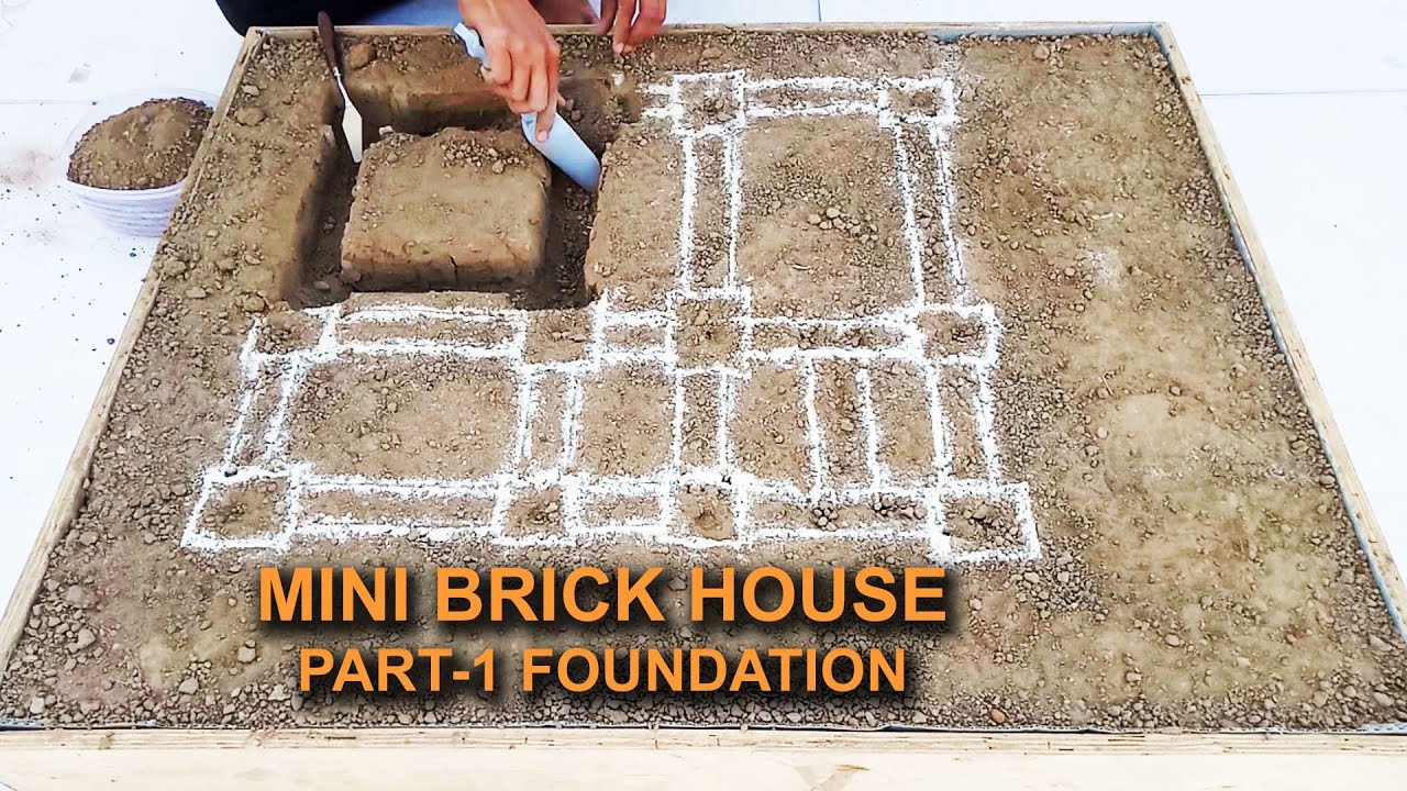House foundation work | mini brick house | Construction process step by ...