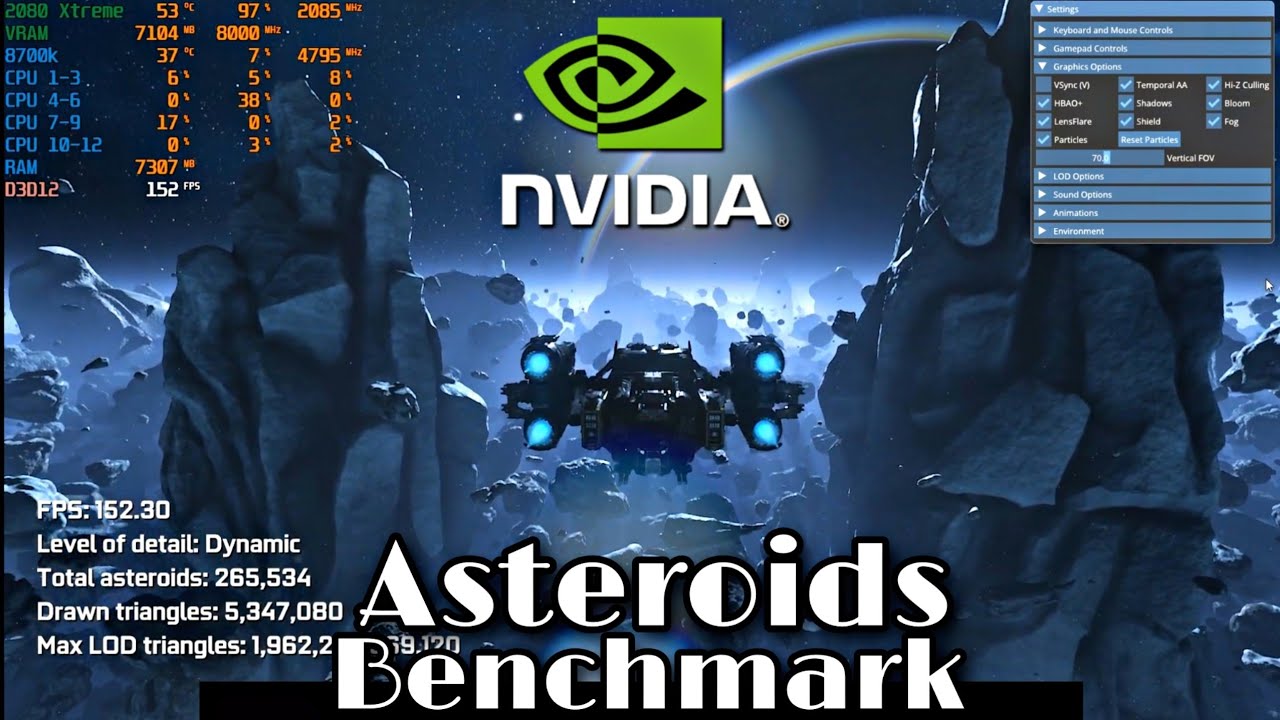 Nvidia Asteroids Demo Benchmark Mesh Shading 1080p Nvidia RTX 2080 ...