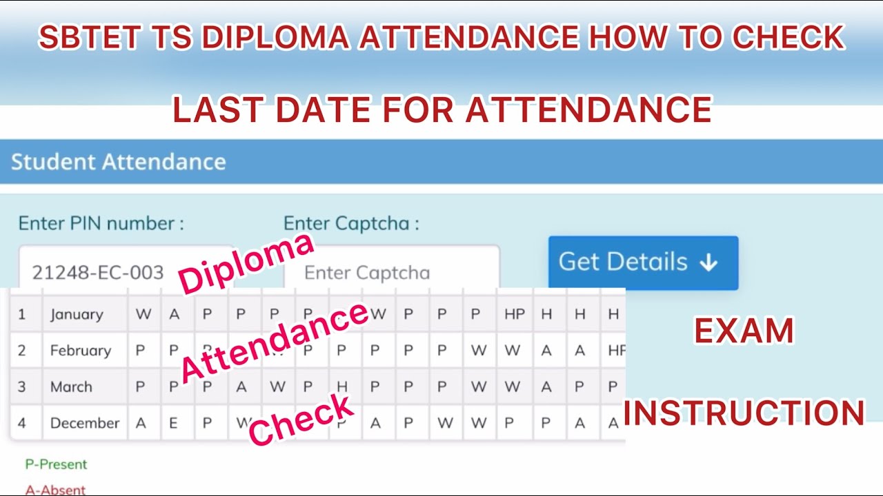 SBTET DIPLOMA TS DIPLOMA ATTENDANCE HOW TO CHECK | LAST DATE & EXAM ...