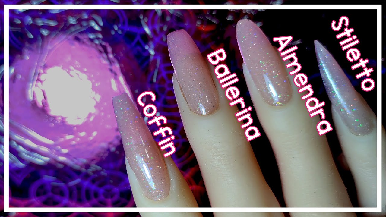 Cómo hacer PUNTA STILETTO, ALMENDRA, BALLERINA Y COFFIN con UÑAS DE TIP ...