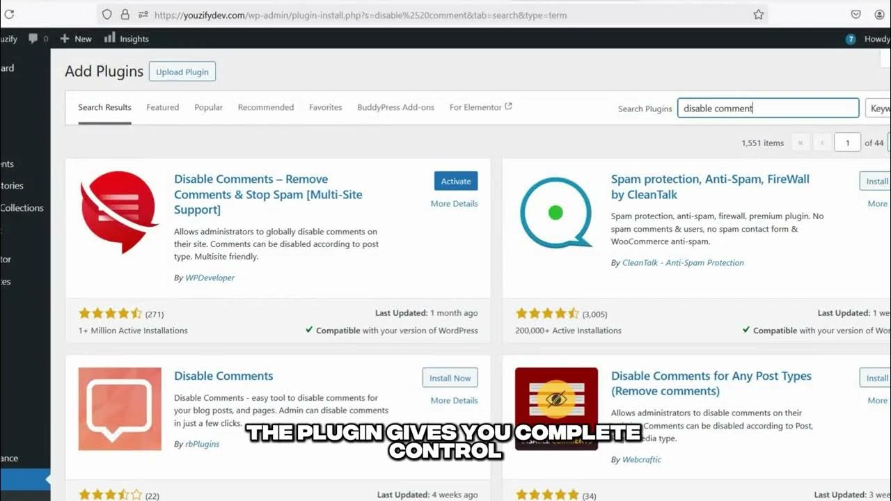 How To Disable Wordpress Comments Without Coding Youtube