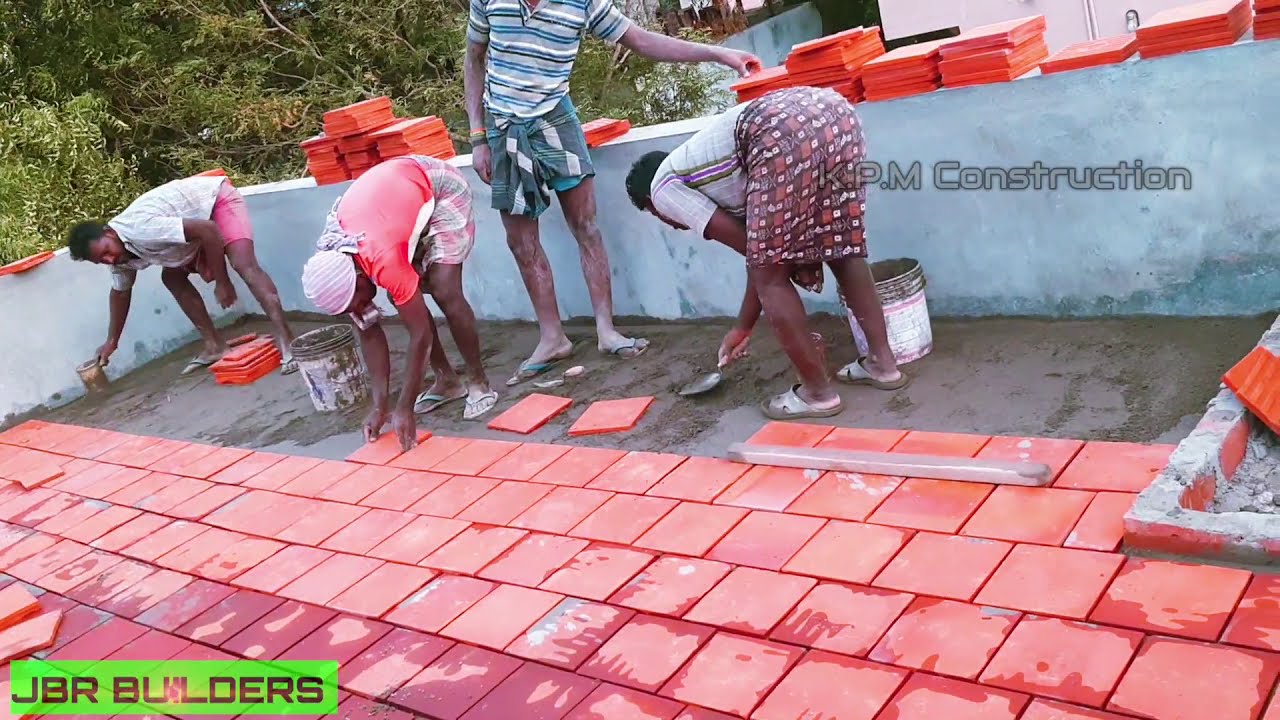 Awesome Construction weathering course Tiles installation using mixing ...