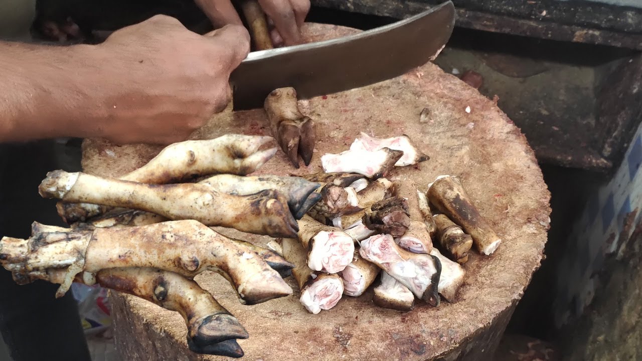 Goat Legs Cutting Skills | 4 Legs RS.280 $ 3.76 | Mutton Shop In ...