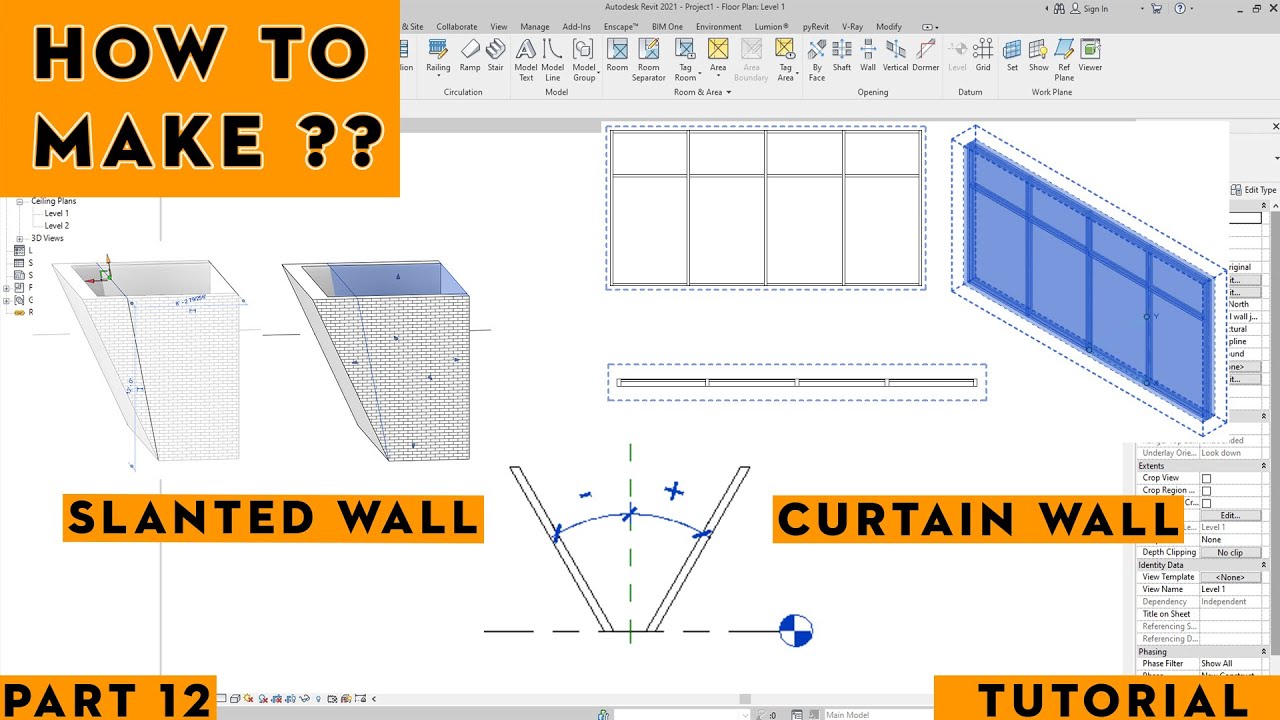 HOW TO MAKE SLANTED AND CURTAIN WALL IN REVIT ARCHITECTURE TUTORIAL HOW TO MAKE SLANTED AND CURTAIN WALL IN REVIT ARCHITECTURE TUTORIAL