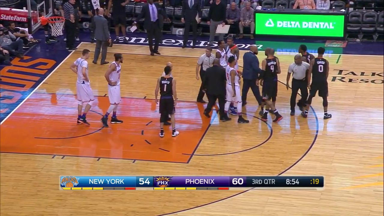 Kristaps Porzingis And Marquese Chriss Brawl - Phoenix Suns vs. New ...