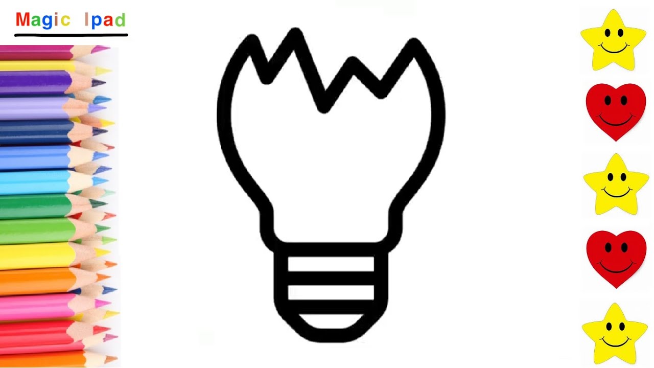 Como dibujar una BOMBILLA ROTA | dibujos para niños 💓⭐ How to draw a ...