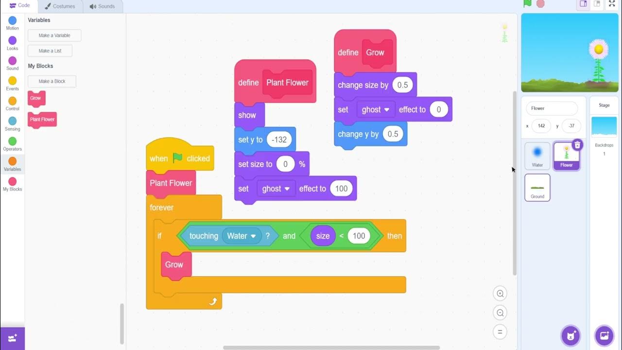 Create a flower growth coding in scratch | Flower plant coding in ...