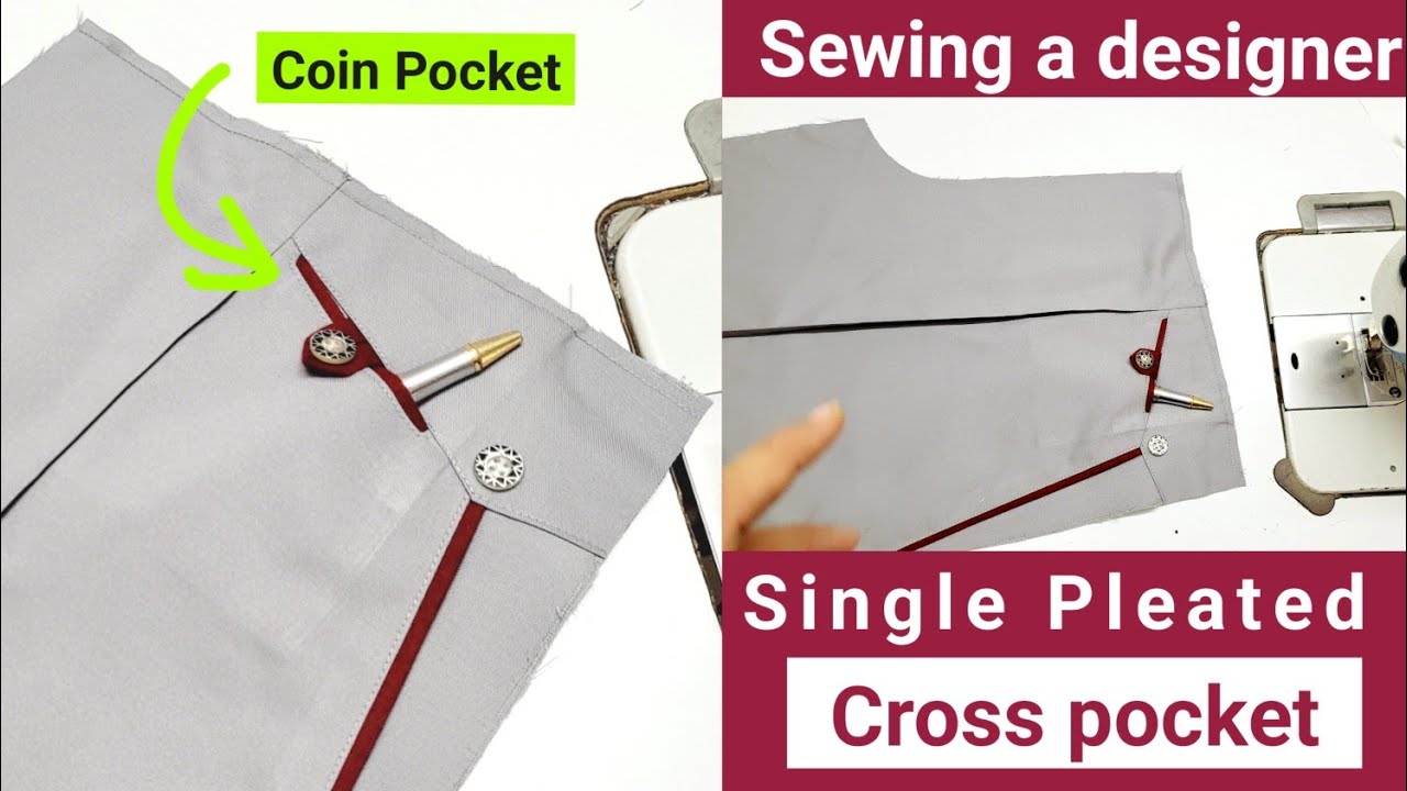How to Sew Singal Pleated Pant Pocket Pattern | Coin pocket button loop ...