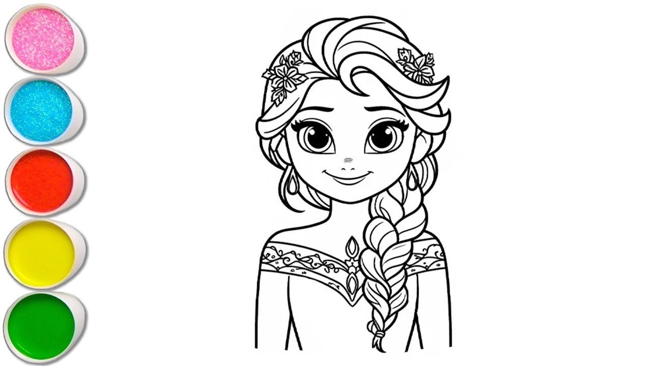 Cute Elsa Frozen Drawing for kids, Painting & Coloring for kids ...