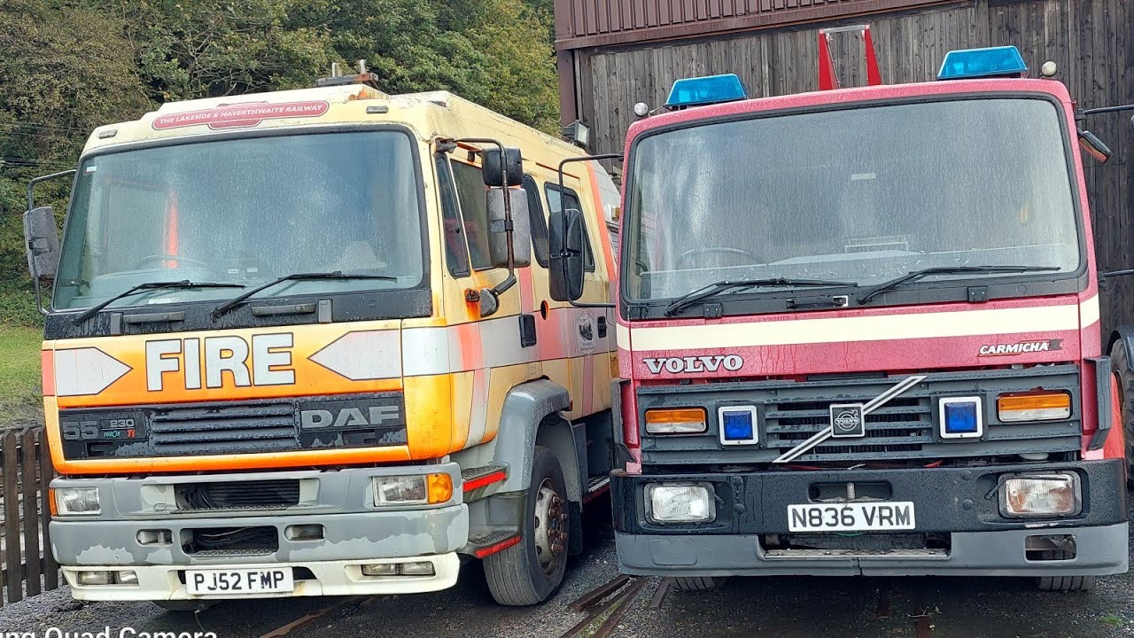 A look at two fire engines at lakeside and haverthwaite railway - YouTube