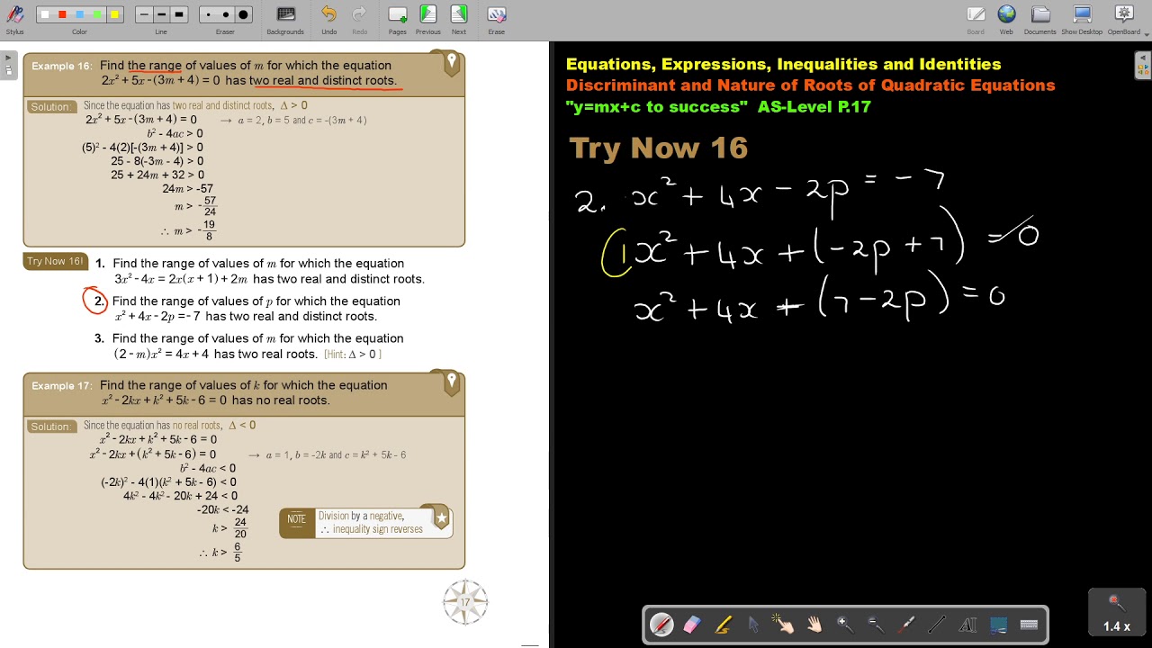 1 16 Discriminant and Nature of the Roots of Quadratic Equations Part 3 ...