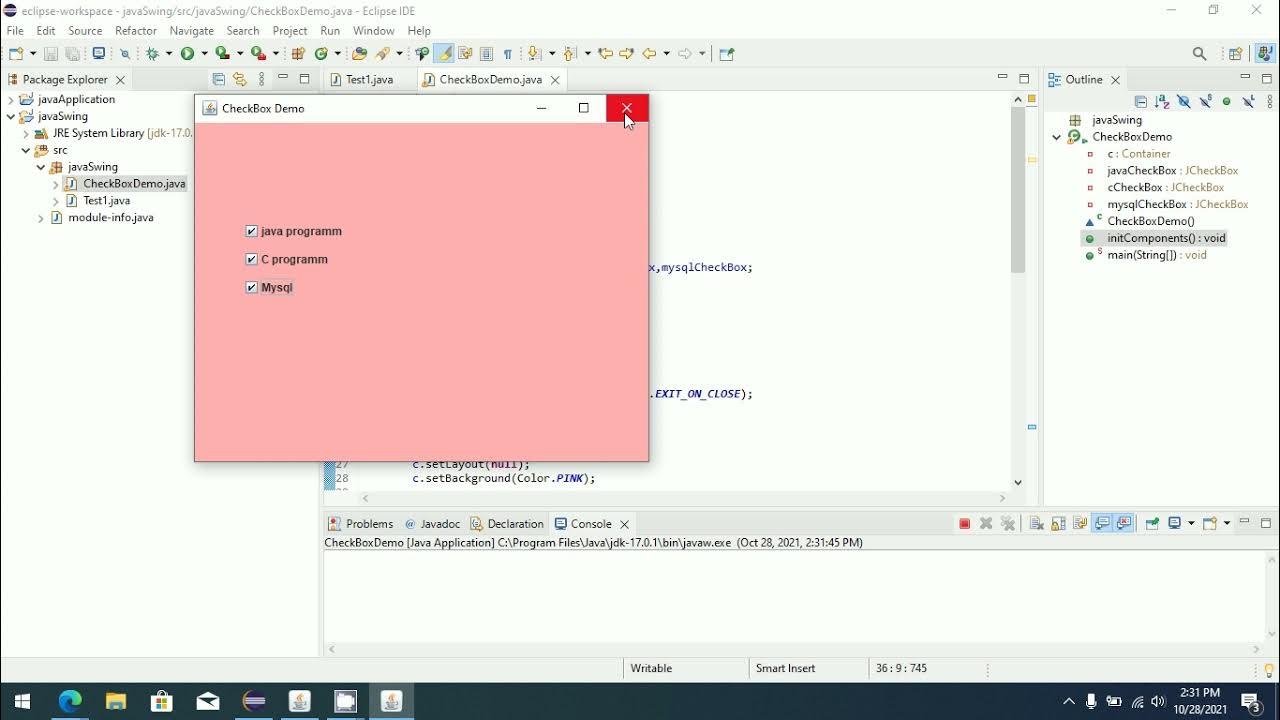 How to make a CheckBox in java swing part 1 - YouTube