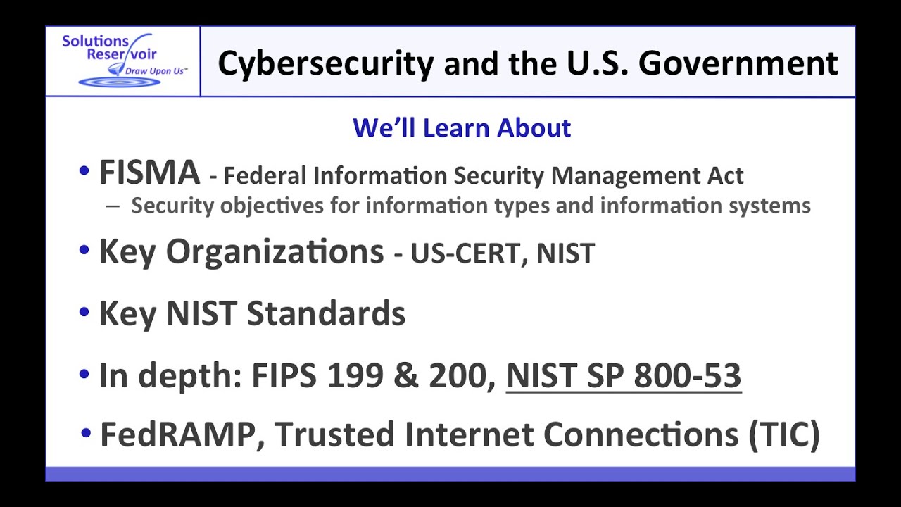 Part 2: Cybersecurity and U.S. Government: FISMA, FIPS, SP 800-53 - YouTube