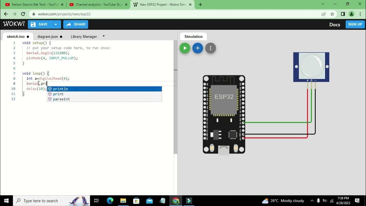 simulation of esp32 with PIR sensor | esp32 based Motion detector circuit simulation on wokwi ...