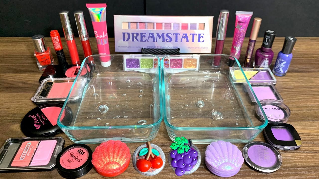 Red vs Purple - Mixing Eyeshadow Makeup into Slime | Satisfying Slime ...