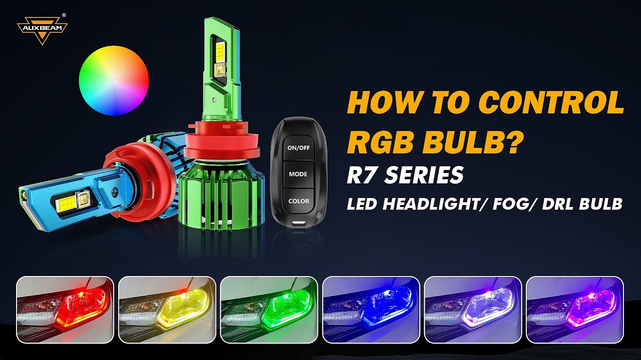 How To Control Color R7 Series RGB LED Headlight Bulb/DRL/Fog Light ...