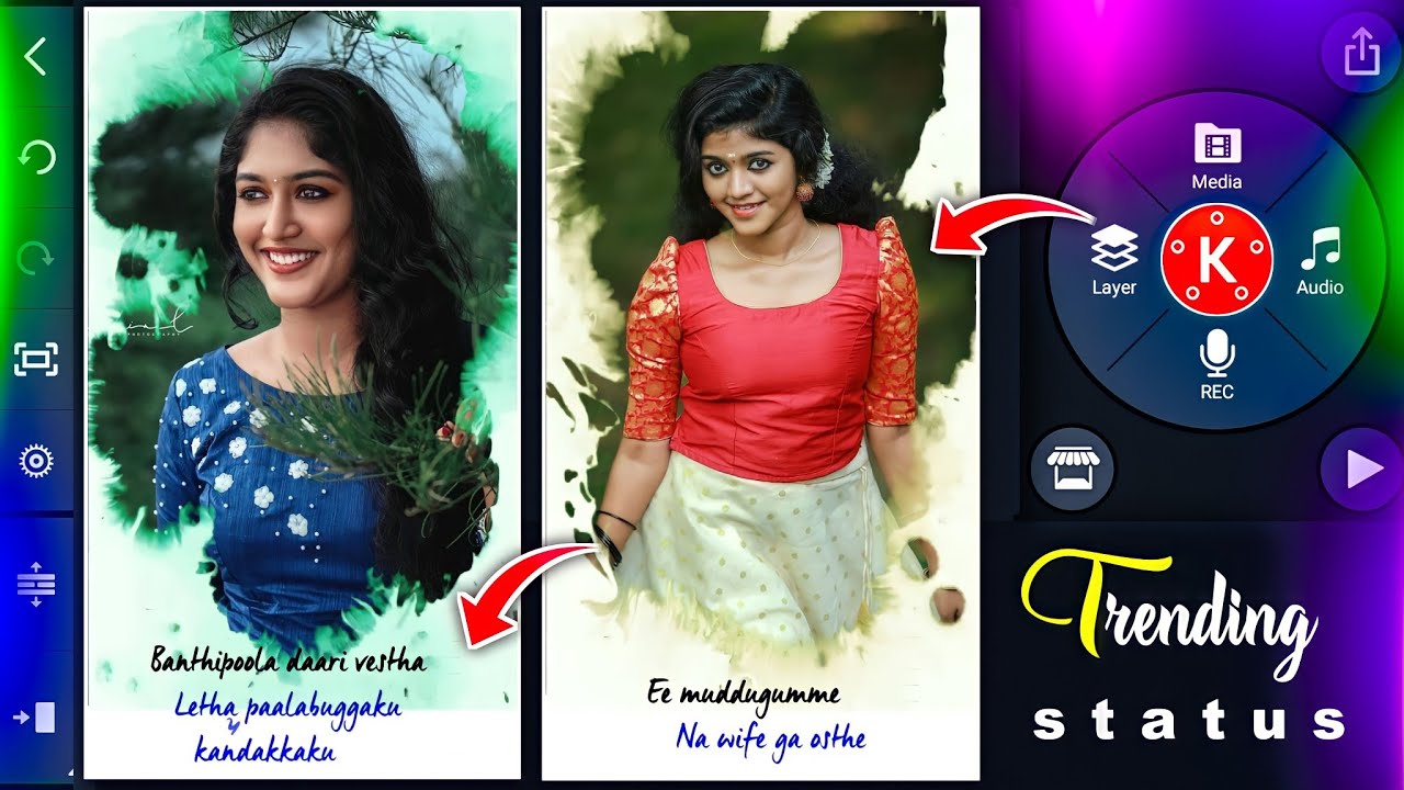 trending full screen water paint love lyrical video creating with kinemaster Telugu by Eswar ...