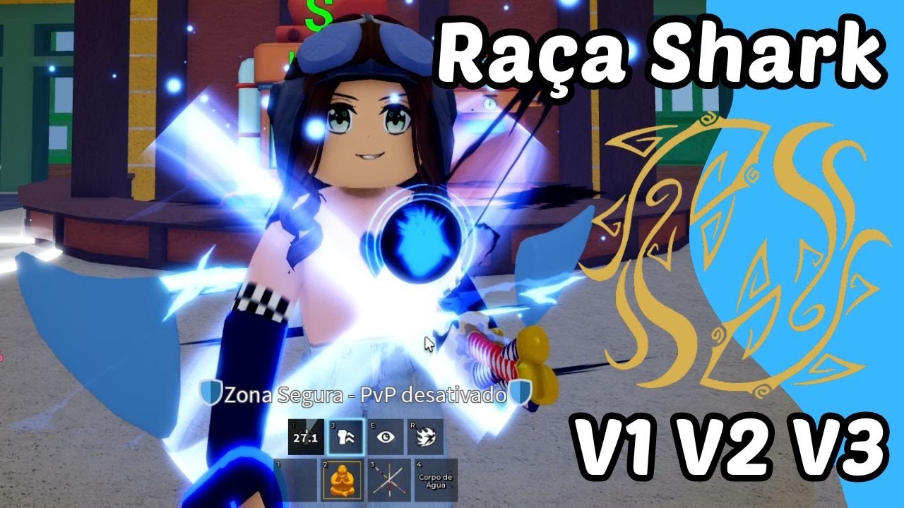 PEGUEI a RAÇA SHARK V1 V2 e V3 BLOX FRUITS - YouTube