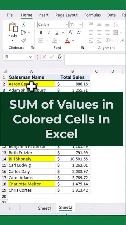 Sum Of Values In Colored Cells In Excel Shorts Excel Excelshorts Exceltips Youtube