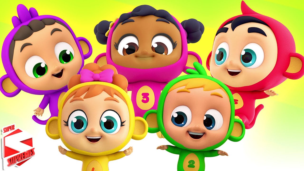 Five Little Monkeys + More Preschool Rhyme and Song for Kids - YouTube