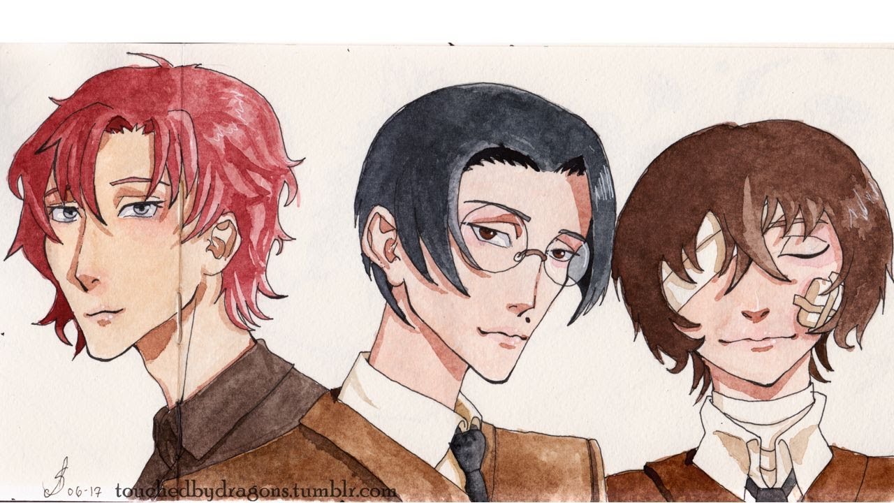 Bungou Stray Dogs Fanart - Oda, Ango, Dazai - Watercolor Painting - YouTube